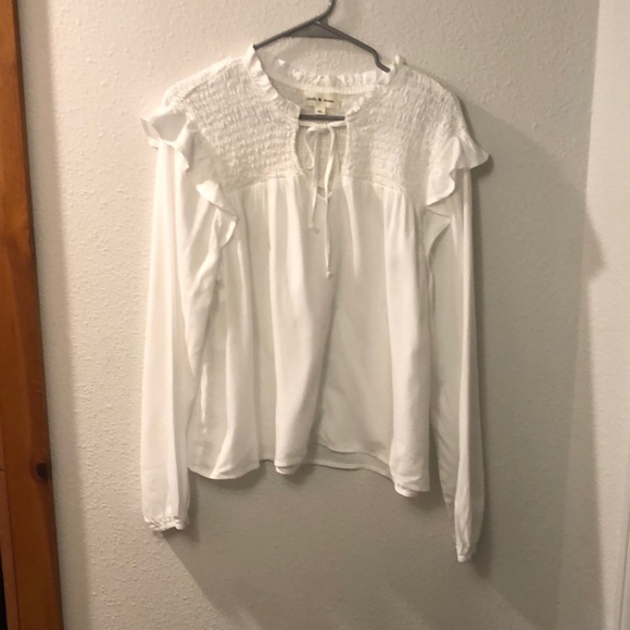 cloth & stone | Tops | Cloth And Stone White Top With Ruffles Our ...